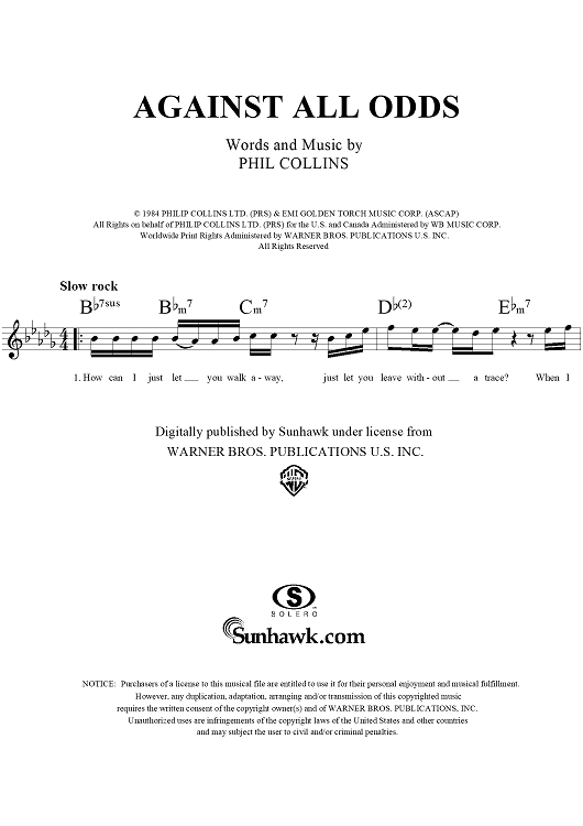 Against All Odds" Sheet Music by Mariah Carey; Phil Collins for Lead Sheet - Sheet Music Now
