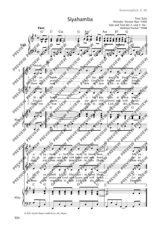 Siyahamba" Sheet Music for For Two Part Choir And Piano - Sheet Music Now