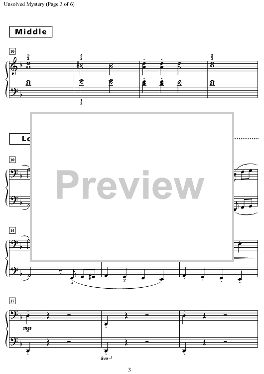 Unsolved Mystery" Sheet Music for 1 Piano, 6 Hands - Sheet Music Now