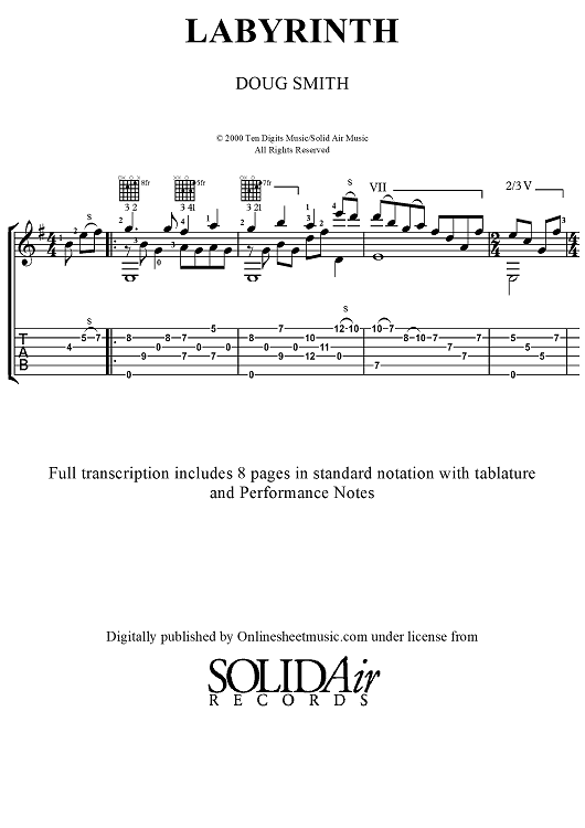 Labyrinth" Sheet Music by Doug Smith for Guitar Tab - Sheet Music Now