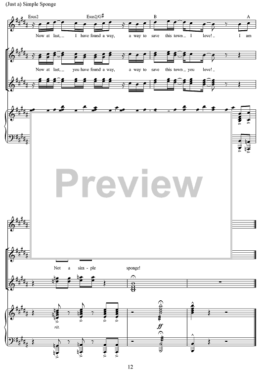 (Just a) Simple Sponge - from SpongeBob SquarePants: The Broadway Musi" Sheet Music for Piano ...