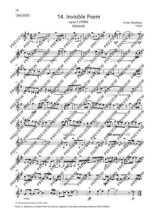 Invisible Poem" Sheet Music for Sopranorecorder (tenorrecorder) And ...