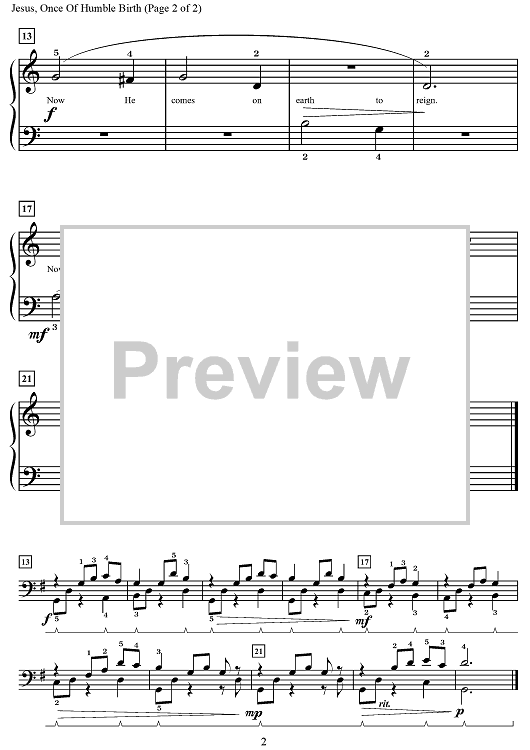 Jesus, Once of Humble Birth" Sheet Music for Piano Solo/opt.duet - Sheet Music Now