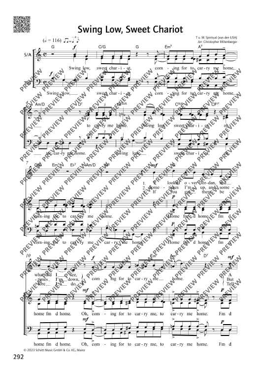 Swing Low, Sweet Chariot" Sheet Music for School Choir, Mixed Choir ...