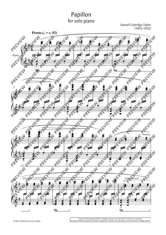 Papillon" Sheet Music for Piano - Sheet Music Now