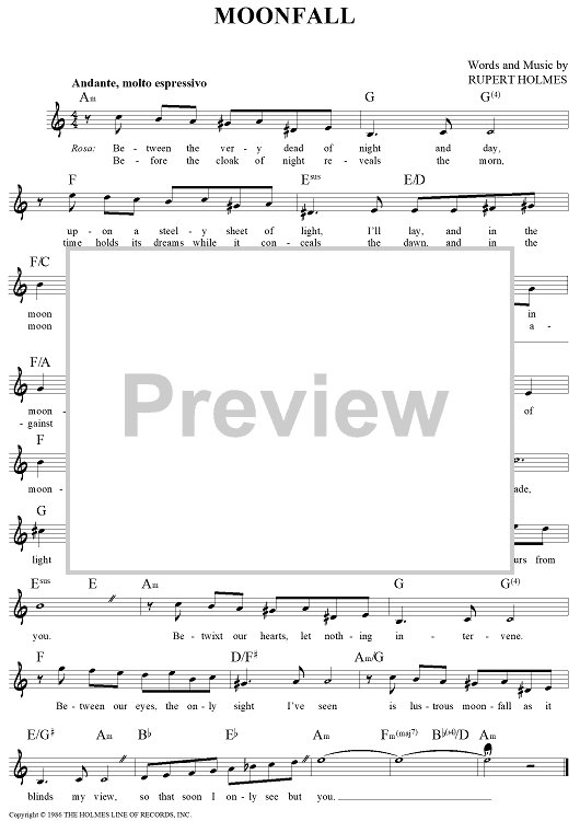 Moonfall" Sheet Music for Lead Sheet - Sheet Music Now