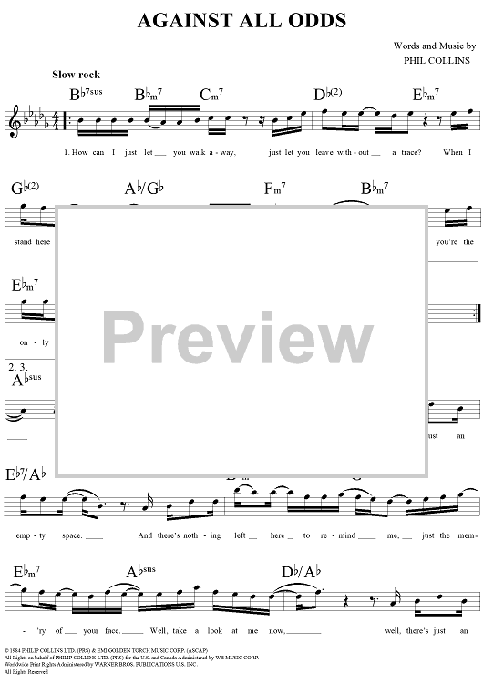 Against All Odds" Sheet Music by Mariah Carey; Phil Collins for Lead Sheet - Sheet Music Now