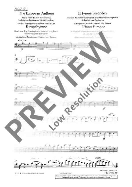 The European Anthem - Set of Parts" Sheet Music for Wind Band - Sheet ...