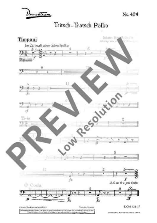 Tritsch-Tratsch Polka - Set of Parts" Sheet Music for Orchestra - Sheet ...