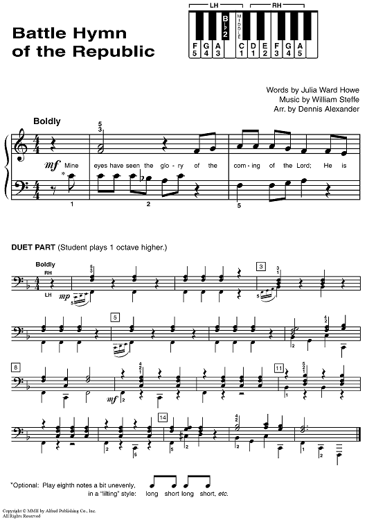 Battle Hymn of the Republic" Sheet Music for Piano - Sheet Music Now