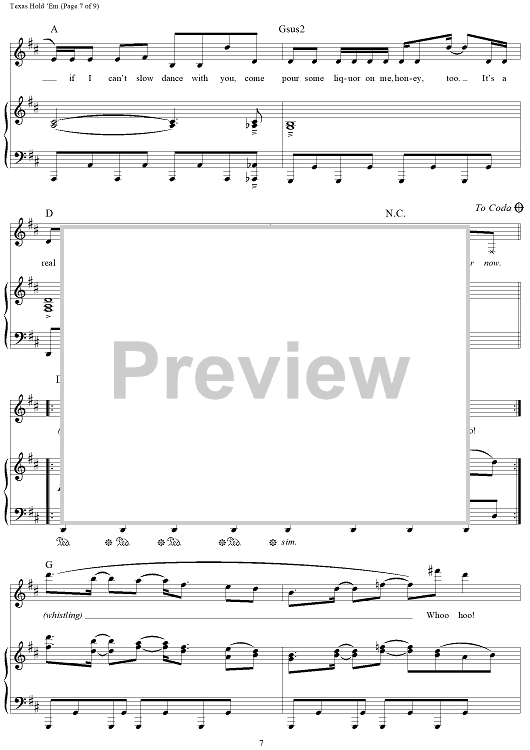 Texas Hold 'Em" Sheet Music by Beyonce for Piano/Vocal/Chords - Sheet ...