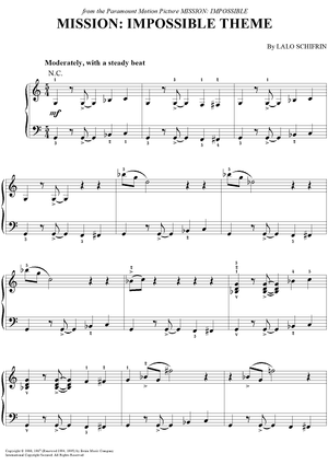 Mission: Impossible Theme" Sheet Music for Easy Piano - Sheet Music Now