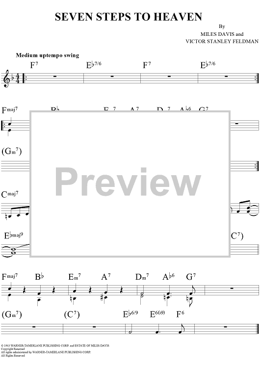 Seven Steps to Heaven" Sheet Music by Miles Davis for Lead Sheet ...