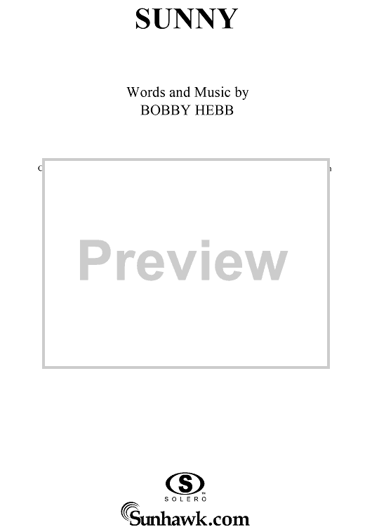 Sunny" Sheet Music by Bobby Hebb for Piano/Vocal/Chords - Sheet Music Now