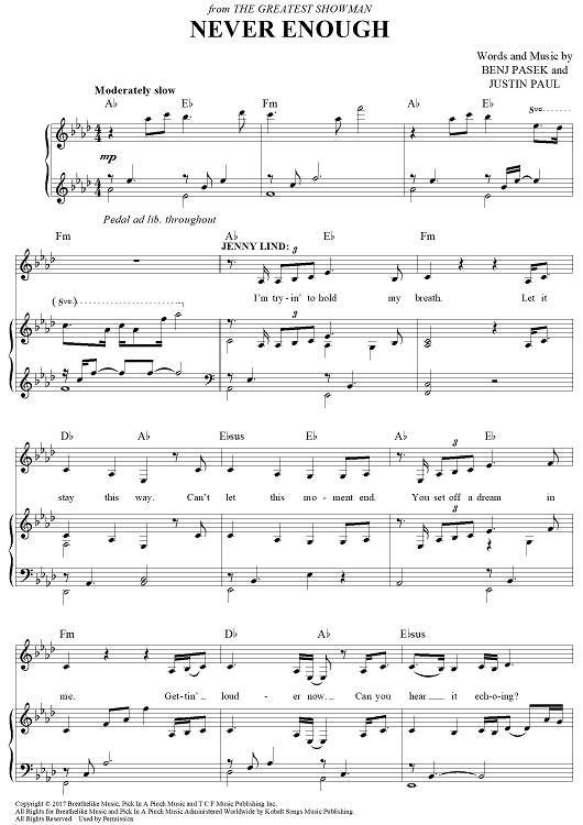 Never Enough - from The Greatest Showman" Sheet Music by Loren Allred ...