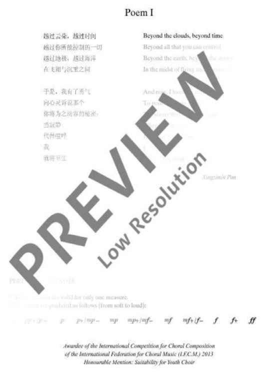 Poem I - Choral Score" Sheet Music for Mixed Choir (saattb) A Cappella ...