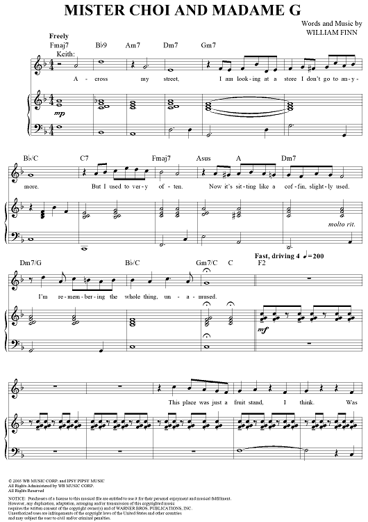 Mister Choi and Madame G" Sheet Music for Piano/Vocal/Chords - Sheet Music Now