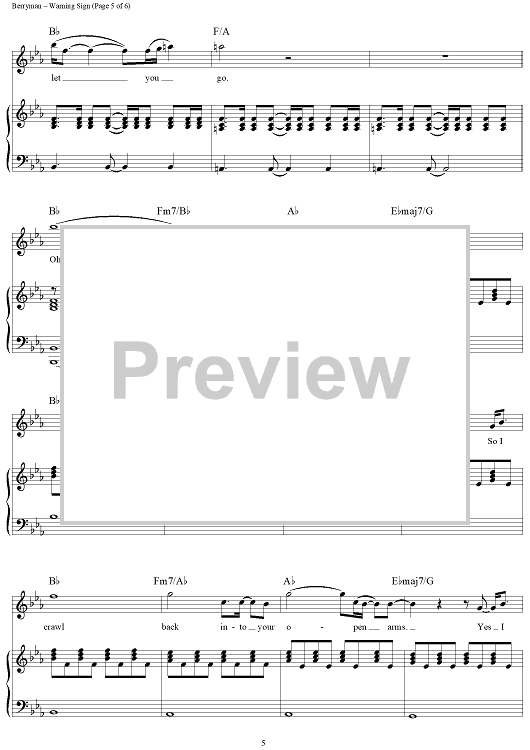 Warning Sign" Sheet Music by Coldplay for Piano/Vocal/Chords - Sheet ...