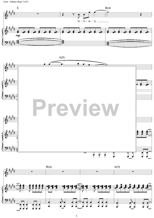Infinity" Sheet Music by One Direction for Piano/Vocal/Chords - Sheet ...