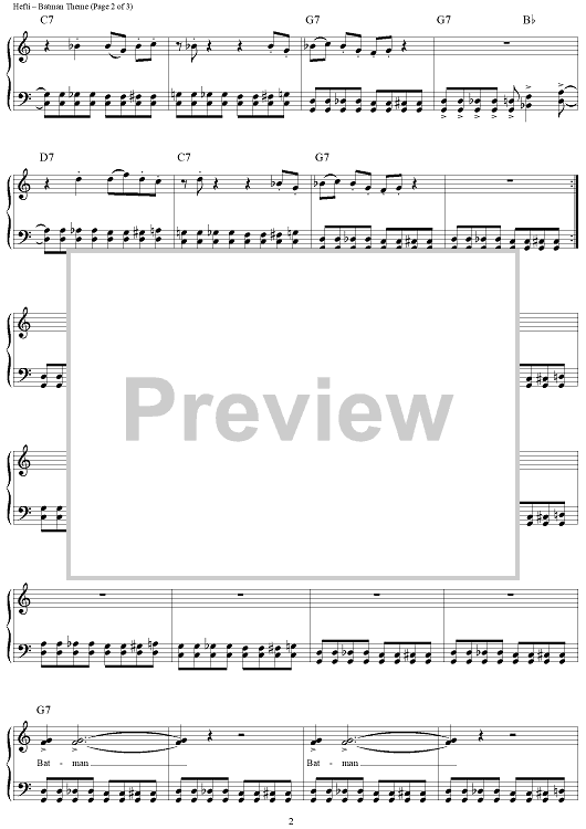 Batman Theme" Sheet Music for Piano/Vocal/Chords - Sheet Music Now