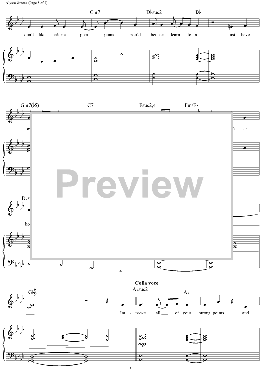 Alyssa Greene - from The Prom" Sheet Music for Piano/Vocal/Chords ...