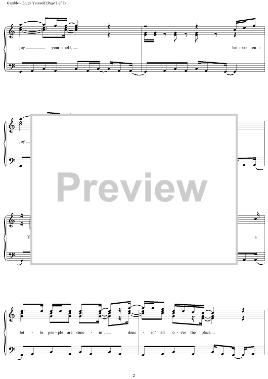 Enjoy Yourself" Sheet Music by The Jacksons for Piano/Vocal/Chords ...