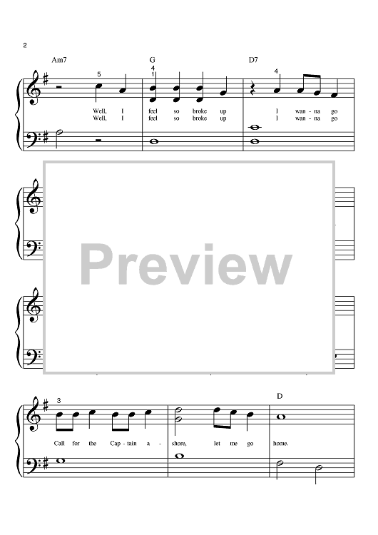 Sloop John B" Sheet Music by The Beach Boys for Big Note Piano - Sheet Music Now