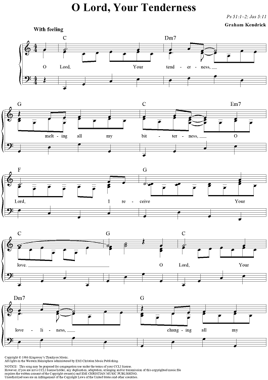 O Lord, Your Tenderness" Sheet Music for Piano/Vocal/Chords - Sheet ...