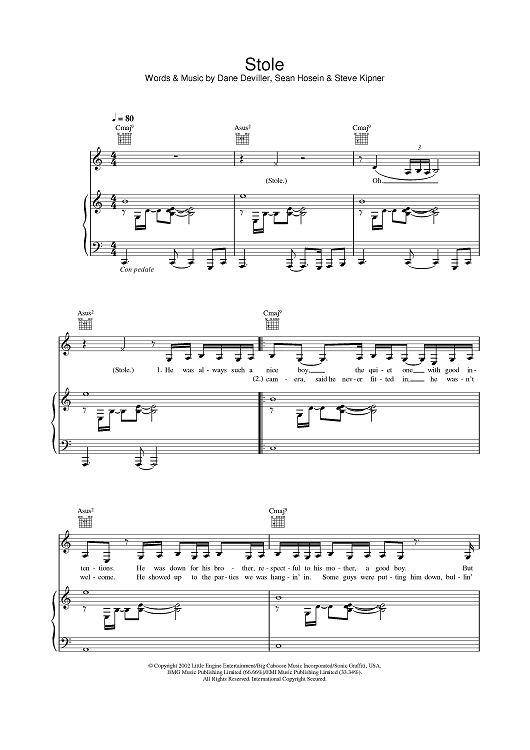 Stole" Sheet Music by Kelly Rowland for Piano/Vocal/Chords - Sheet ...