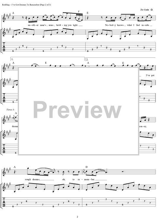 I've Got Dreams To Remember" Sheet Music by Otis Redding for Guitar Tab/Vocal - Sheet Music Now