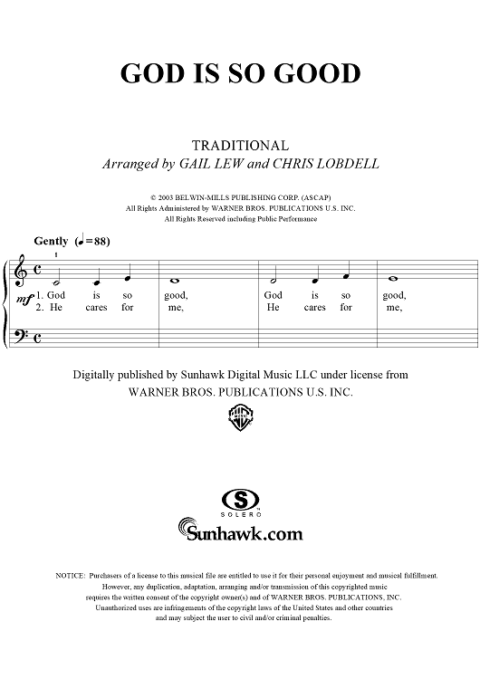 God Is So Good" Sheet Music for Easy Piano/Vocal - Sheet Music Now