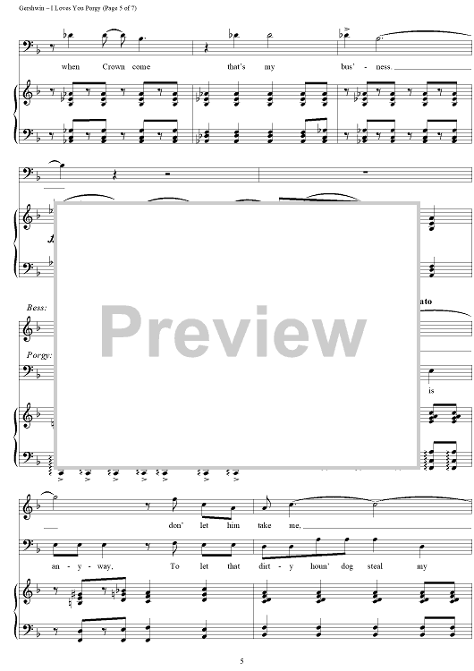 I Loves You Porgy" Sheet Music by Nina Simone for Piano/Vocal/Chords ...