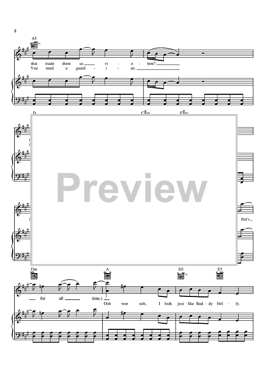 Buddy Holly" Sheet Music by Weezer for Piano/Vocal/Chords - Sheet Music Now