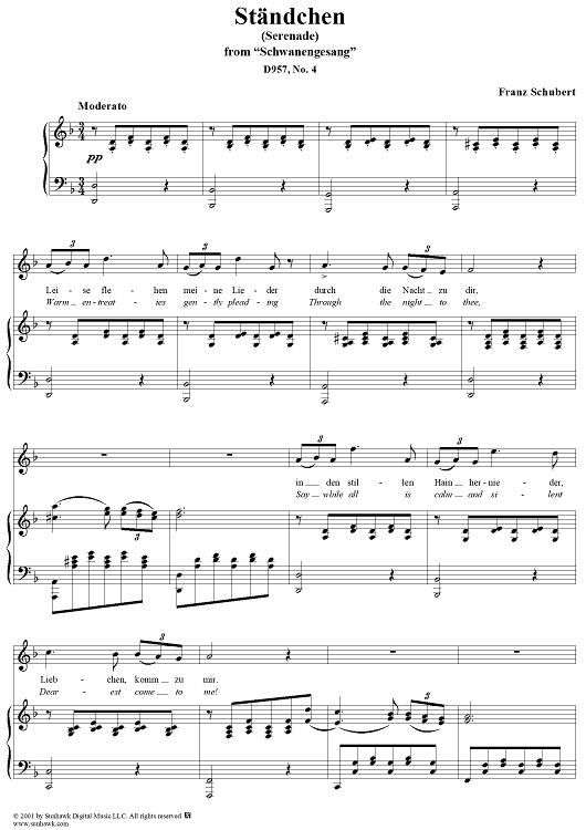 Schwanengesang, D957, No. 4: Ständchen (Serenade)" Sheet Music for ...