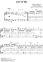 Let It Be" Sheet Music by The Beatles for Big Note Piano - Sheet Music Now