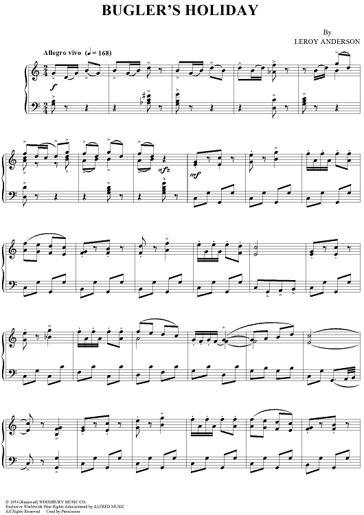 Bugler's Holiday" Sheet Music for Piano Solo - Sheet Music Now