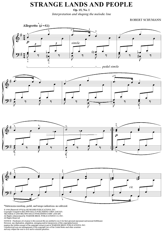 Strange Lands and People" Sheet Music for Piano Solo - Sheet Music Now