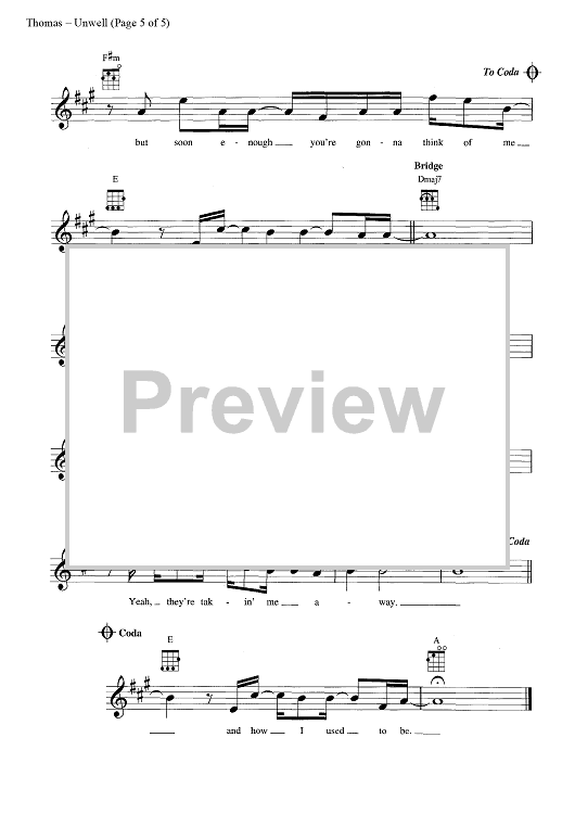 Unwell" Sheet Music by Matchbox Twenty for Ukulele/Vocal - Sheet Music Now