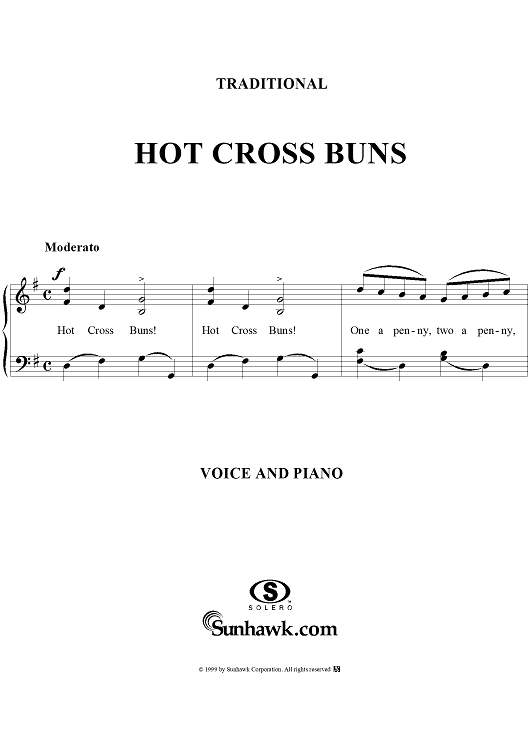 Hot Cross Buns" Sheet Music for Piano/Vocal - Sheet Music Now