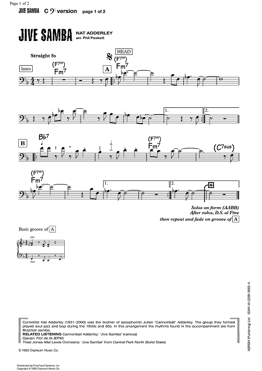 Jive Samba - C Instruments" Sheet Music for Lead Sheet - Sheet Music Now