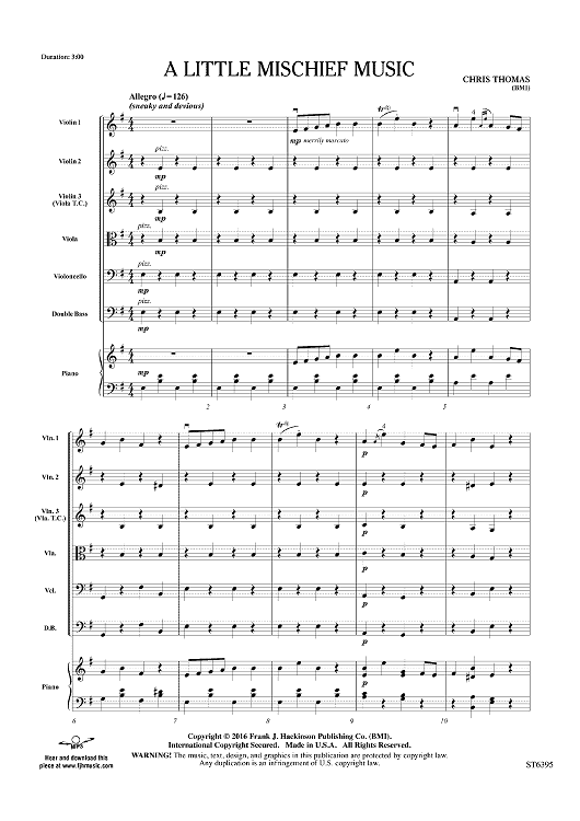 A Little Mischief Music - Score" Sheet Music for String Orchestra ...