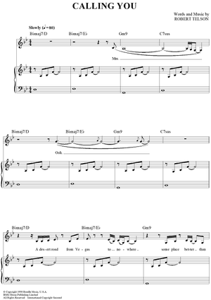 Calling You" Sheet Music for Piano/Vocal/Chords - Sheet Music Now