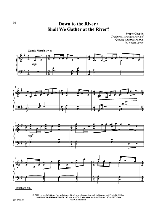 Down to the River / Shall We Gather at the River?" Sheet Music for ...