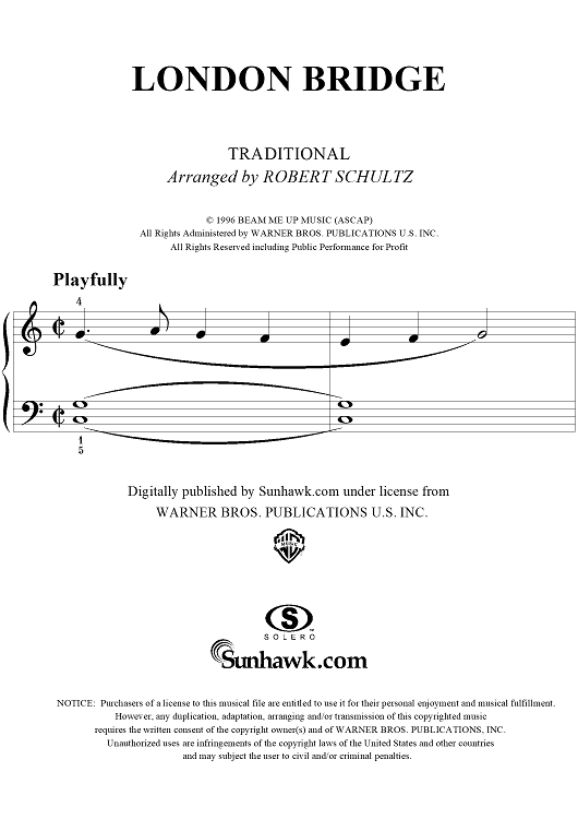 London Bridge" Sheet Music for Five Finger Piano - Sheet Music Now