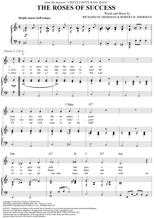 The Roses of Success" Sheet Music for Piano/Vocal/Chords - Sheet Music Now