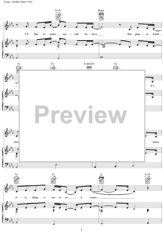Fireflies" Sheet Music by Owl City for Piano/Vocal/Chords - Sheet Music Now