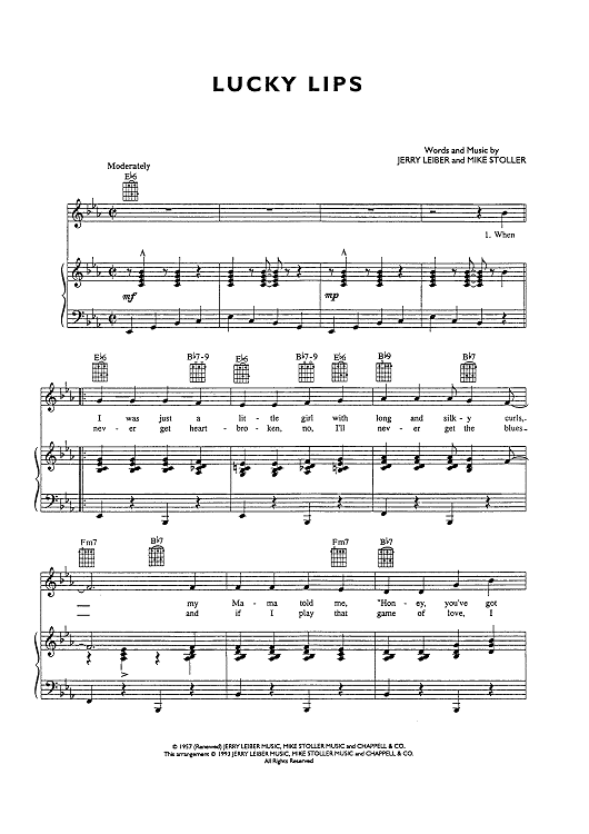 Lucky Lips" Sheet Music by Cliff Richard; Gale Storm; Ruth Brown for ...