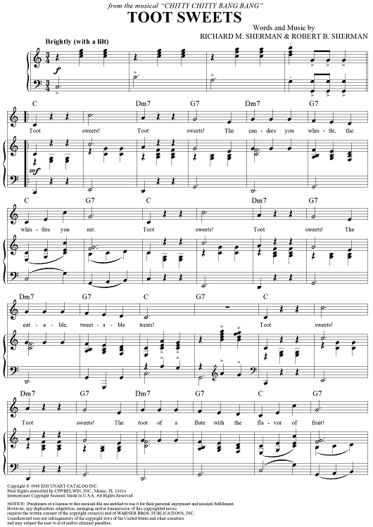 Toot Sweets" Sheet Music for Piano/Vocal/Chords - Sheet Music Now