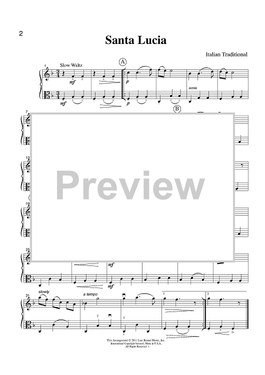 Santa Lucia" Sheet Music for Instrumental duet - Sheet Music Now