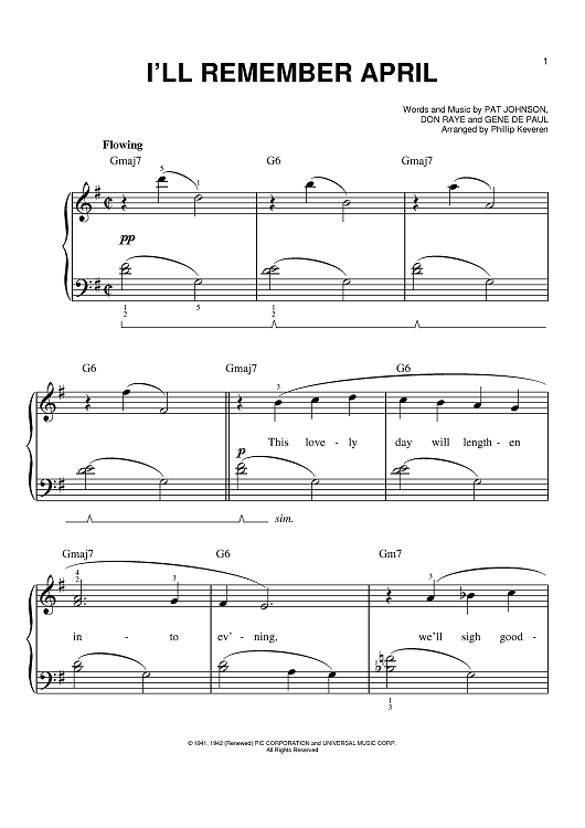 I'll Remember April" Sheet Music by Woody Herman for Easy Piano - Sheet ...